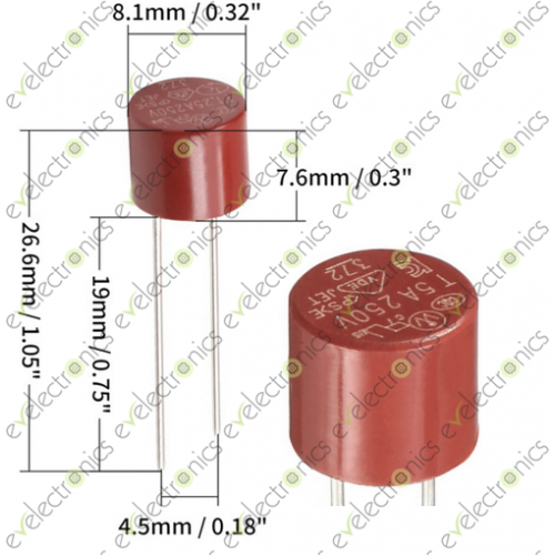 TR5 372 Slow Blow DIP Mounted Miniature Round Fuse T5A 250V in Pakistan