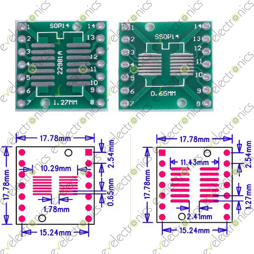 SOP14 SSOP14 TSSOP14 To DIP14 0.65/1.27mm IC Adapter PCB Board in Pakistan