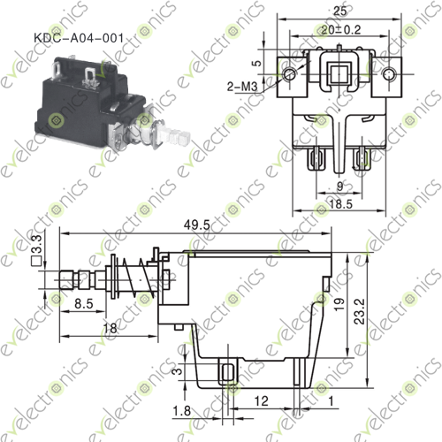 KDC-A04-01 SPDT 5A/8A 250V Self Locking Push Switch 4-Pin in Pakistan