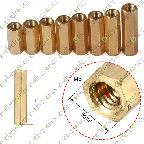 M3x5mm Hexagonal Female To Female Brass PCB Spacer Standoff in Pakistan