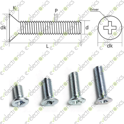 M4x30mm Phillips Flat Head Countersunk Machine Screws in Pakistan