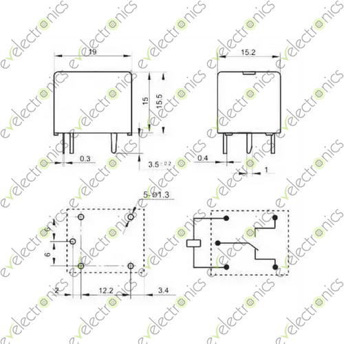 12VDC 7A SPDT Relay T73 JQC-3F (5Pin) in Pakistan