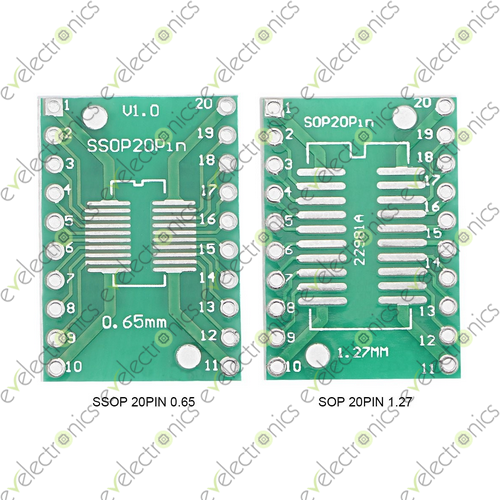 SOP20 SSOP20 TSSOP20 To DIP20 0.65/1.27mm IC Adapter PCB Board in Pakistan